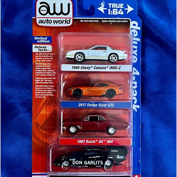 Toys | 222 Auto World Deluxe 4pack R1 Vb Funny Car Irocz Viper Gs 400 ...